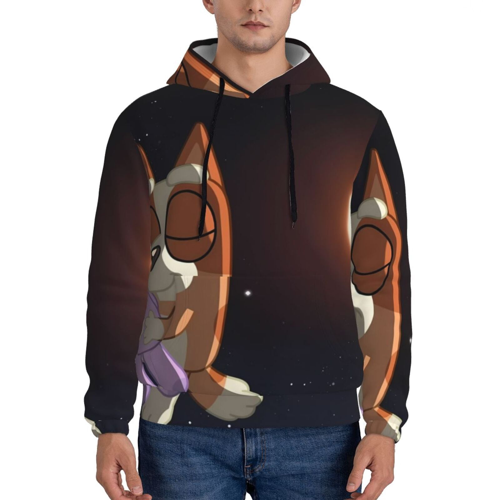 Bogiau Bluey Print Mens Casual Hooded Collar Drawstring Hoodies ...