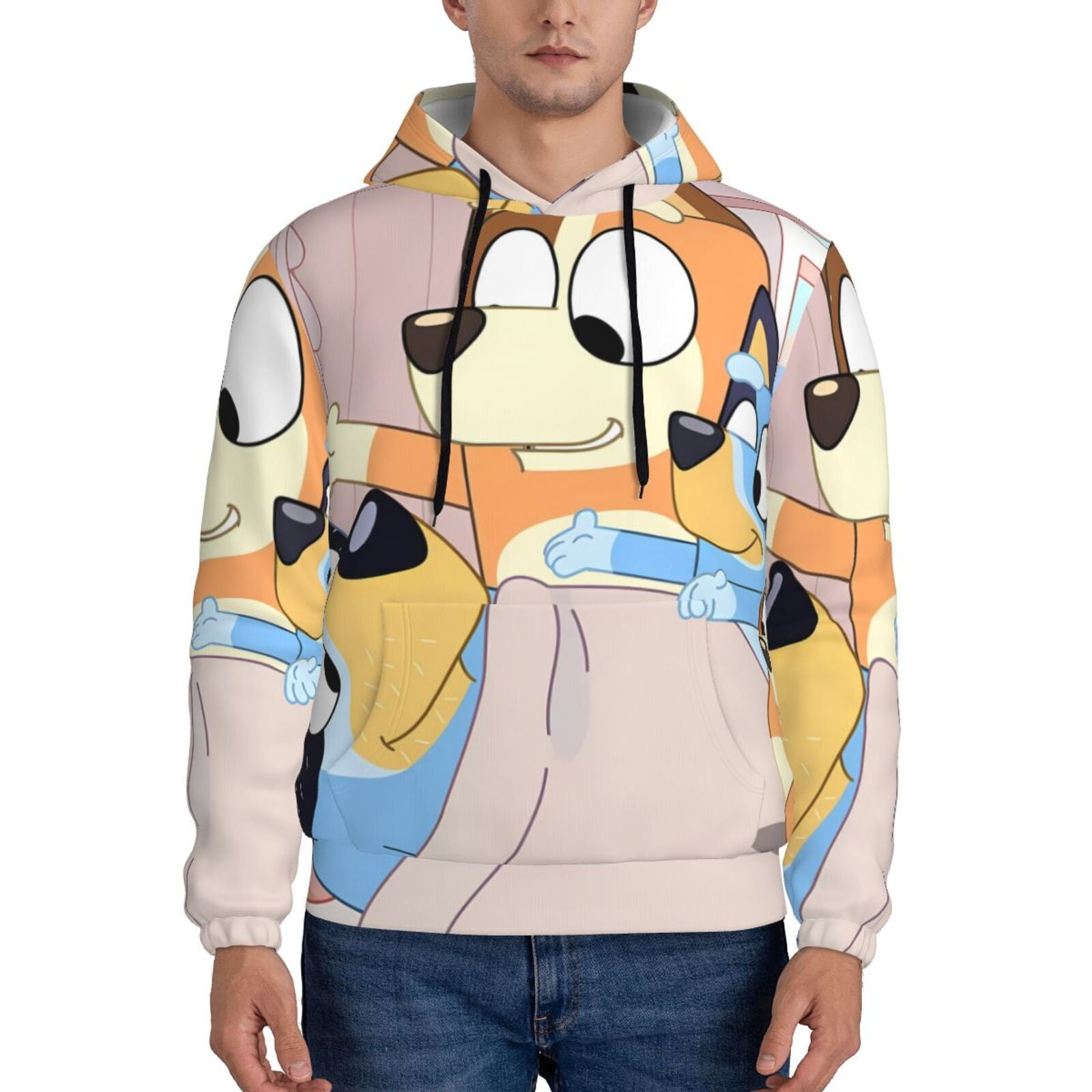 Bogiau Bluey Print Mens Casual Hooded Collar Drawstring Hoodies ...