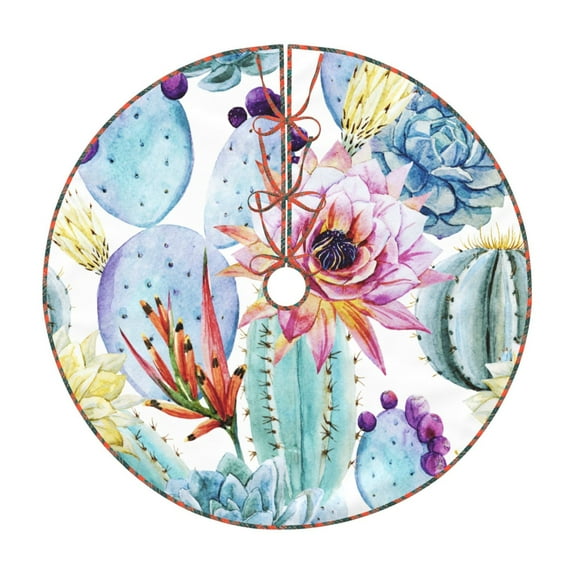 Bogiau Cactus Pattern Christmas Tree Skirt with Ties , Christmas Tree ...