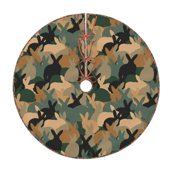 Bogiau Camouflage Rabbit Pattern Christmas Tree Skirt with Ties ...