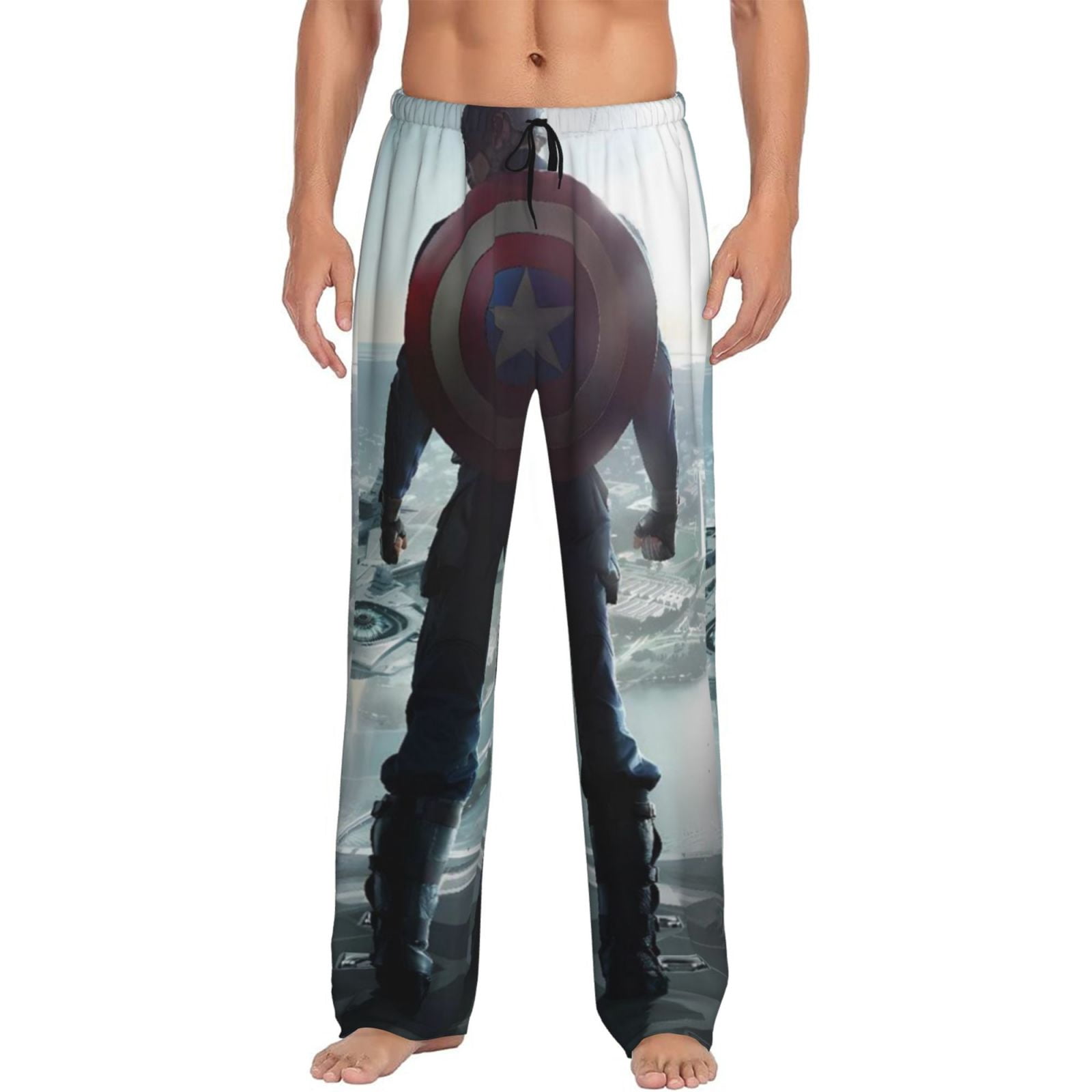 Bogiau Captain America (2) Pattern Soft Pajama Pants for Men, Wide Leg ...