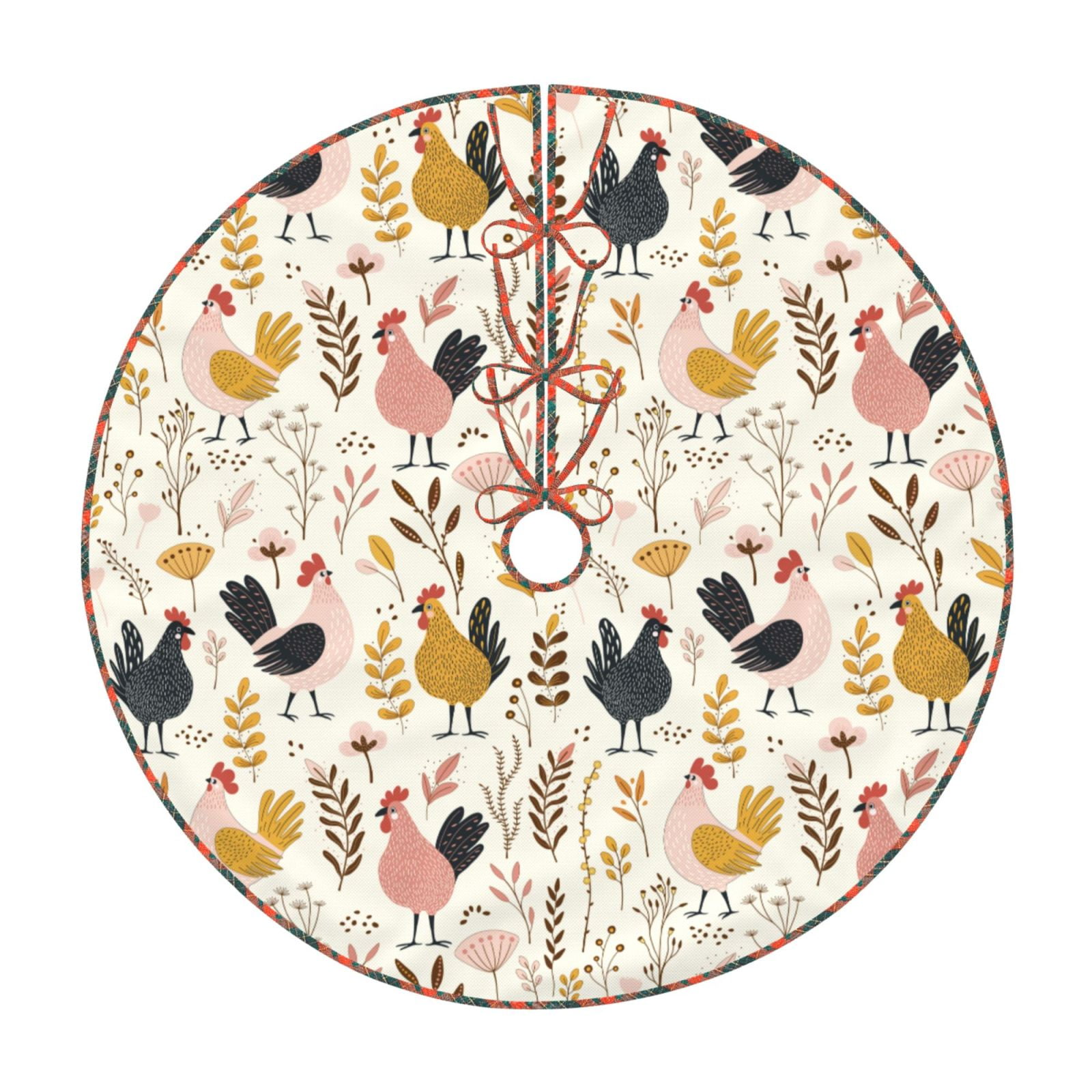 Bogiau Cartoon Chickens Pattern Christmas Tree Skirt with Ties ...