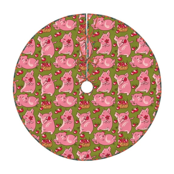 Bogiau Cartoon Pigs Pattern Christmas Tree Skirt with Ties , Christmas ...