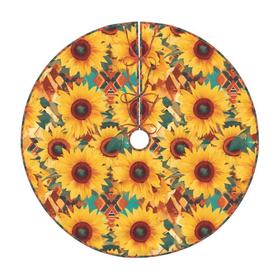 Bogiau Colorful Bohemian Sunflower Pattern Christmas Tree Skirt with ...