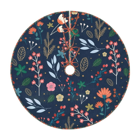 Bogiau Colorful Flowers Pattern Christmas Tree Skirt with Ties ...