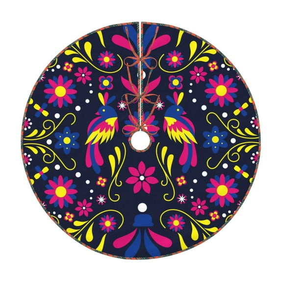 Bogiau Colorful Mexican Pattern Christmas Tree Skirt with Ties ...