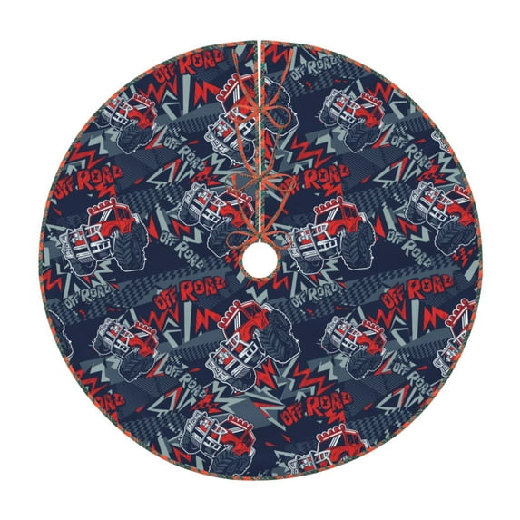 Bogiau Cool Red Off-Road Vehicle Pattern Christmas Tree Skirt with Ties ...