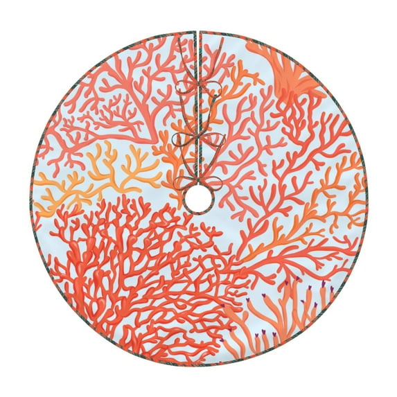 Bogiau Corals Pattern Christmas Tree Skirt with Ties , Christmas Tree ...