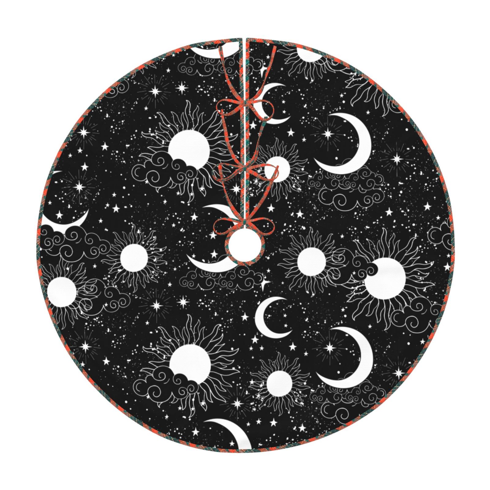 Bogiau Crescent and Stars Pattern Christmas Tree Skirt with Ties ...