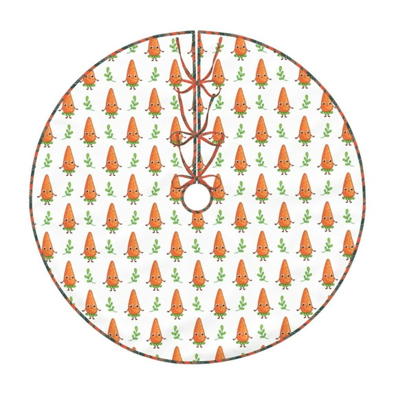Bogiau Cute Carrot Print Pattern Christmas Tree Skirt with Ties ...