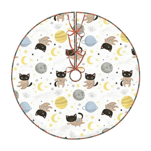 Bogiau Cute Cat Pattern Christmas Tree Skirt with Ties , Christmas Tree ...