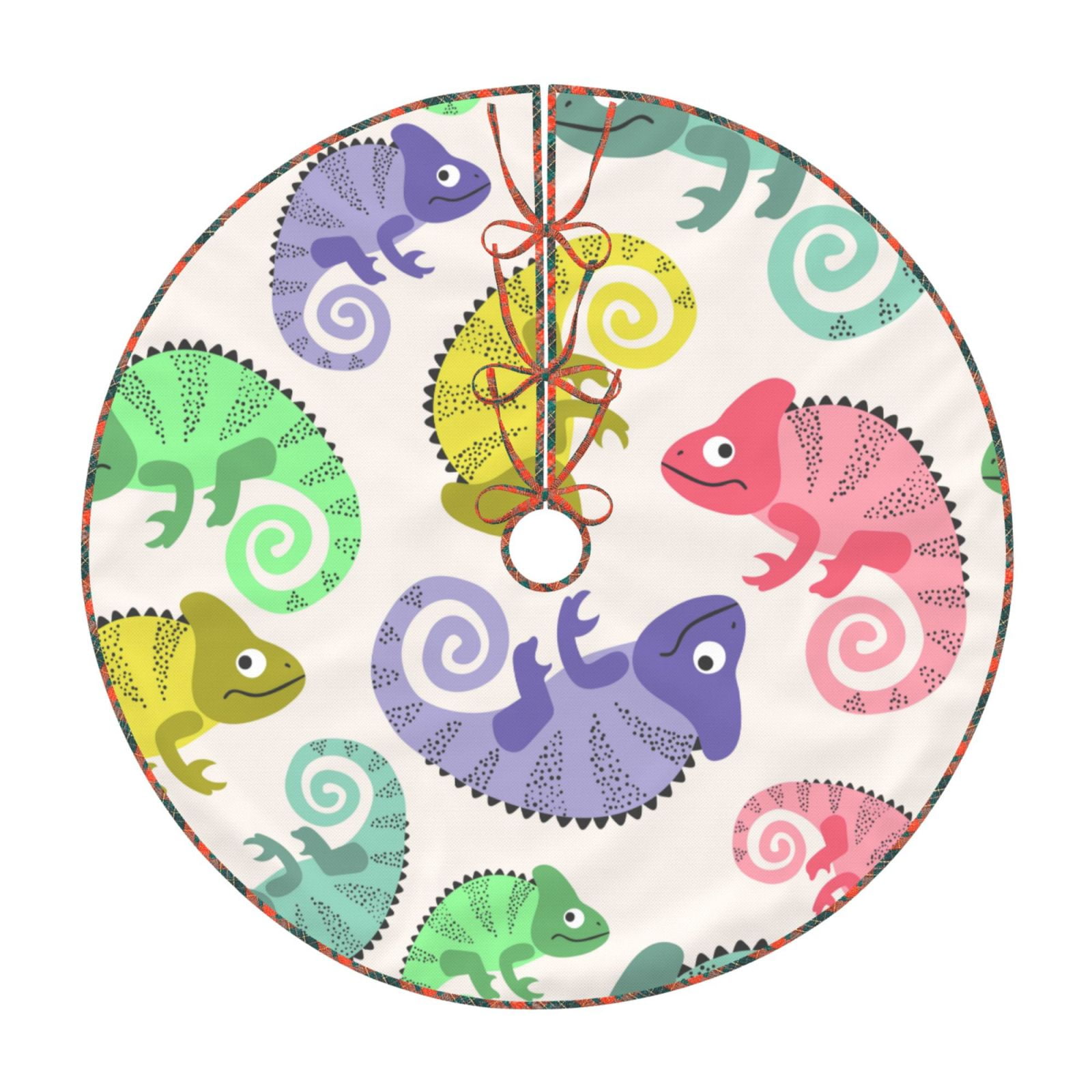 Bogiau Cute Chameleons Pattern Christmas Tree Skirt with Ties ...