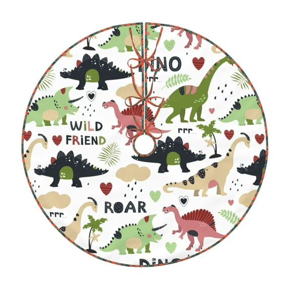 Bogiau Cute Dinosaurs Pattern Christmas Tree Skirt with Ties ...