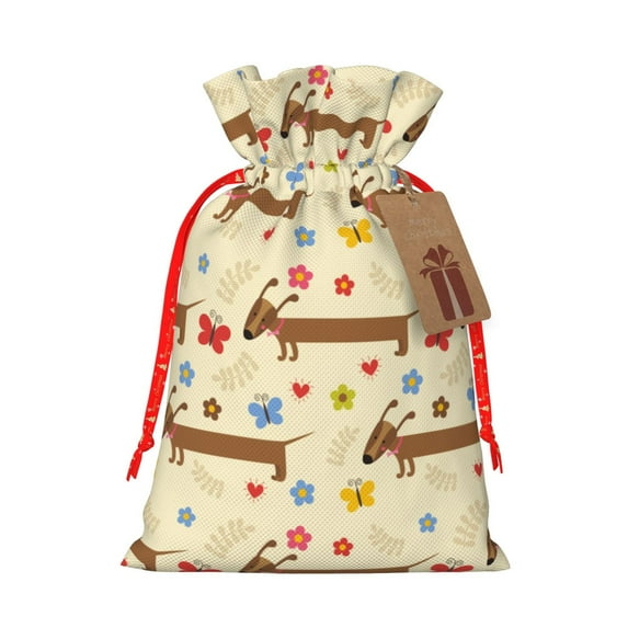 Bogiau Dachshund Dog And Flower Pattern Christmas Gift Bags ,Party Gift ...