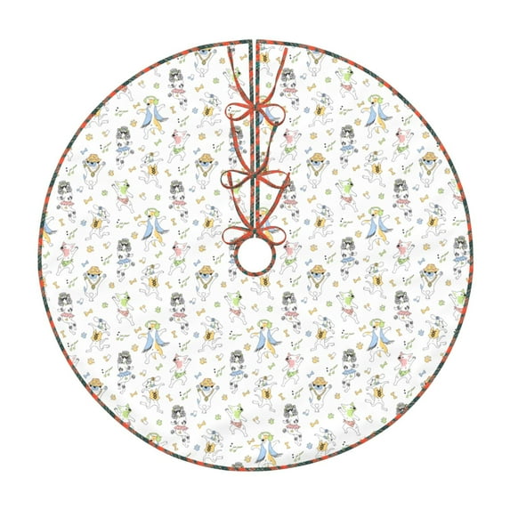 Bogiau Dancing Dogs Pattern Christmas Tree Skirt with Ties , Christmas ...