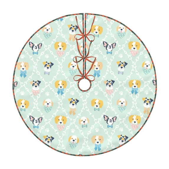 Bogiau Different Breeds of Dogs Pattern Christmas Tree Skirt with Ties ...