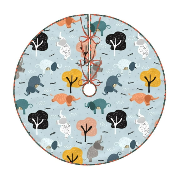 Bogiau Elephant Tree Pattern Christmas Tree Skirt with Ties , Christmas ...