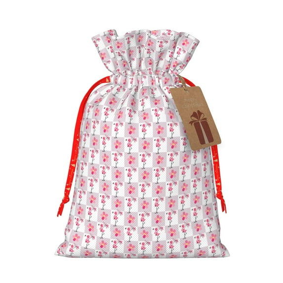 Bogiau Flamingo On Checkered Pattern Christmas Gift Bags ,Party Gift ...