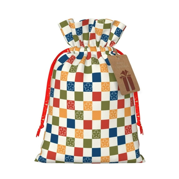 Bogiau Floral Checkerboard Pattern Christmas Gift Bags ,Party Gift Bag ...