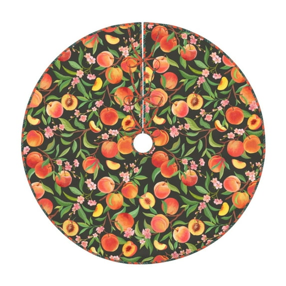 Bogiau Fruits Peach Pattern Christmas Tree Skirt with Ties , Christmas ...