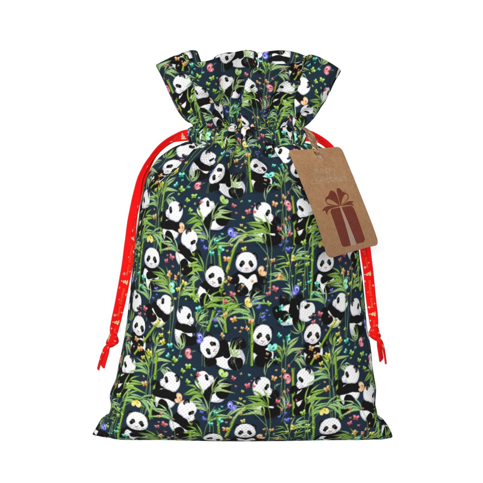 Bogiau Fun Panda Playing With Bamboo Leaves Pattern Christmas Gift Bags ...