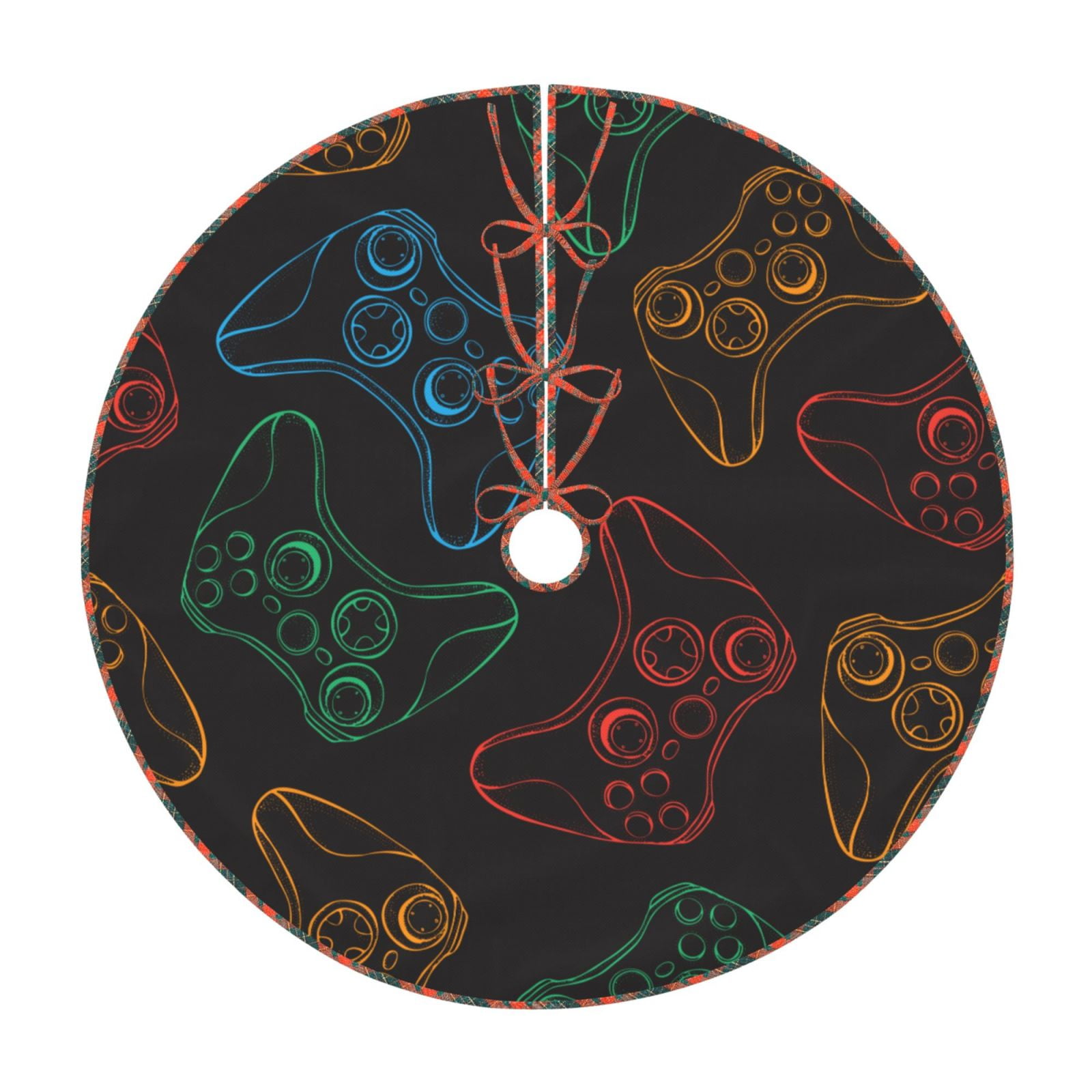 Bogiau Gamepad Joystick Game Pattern Christmas Tree Skirt with Ties ...
