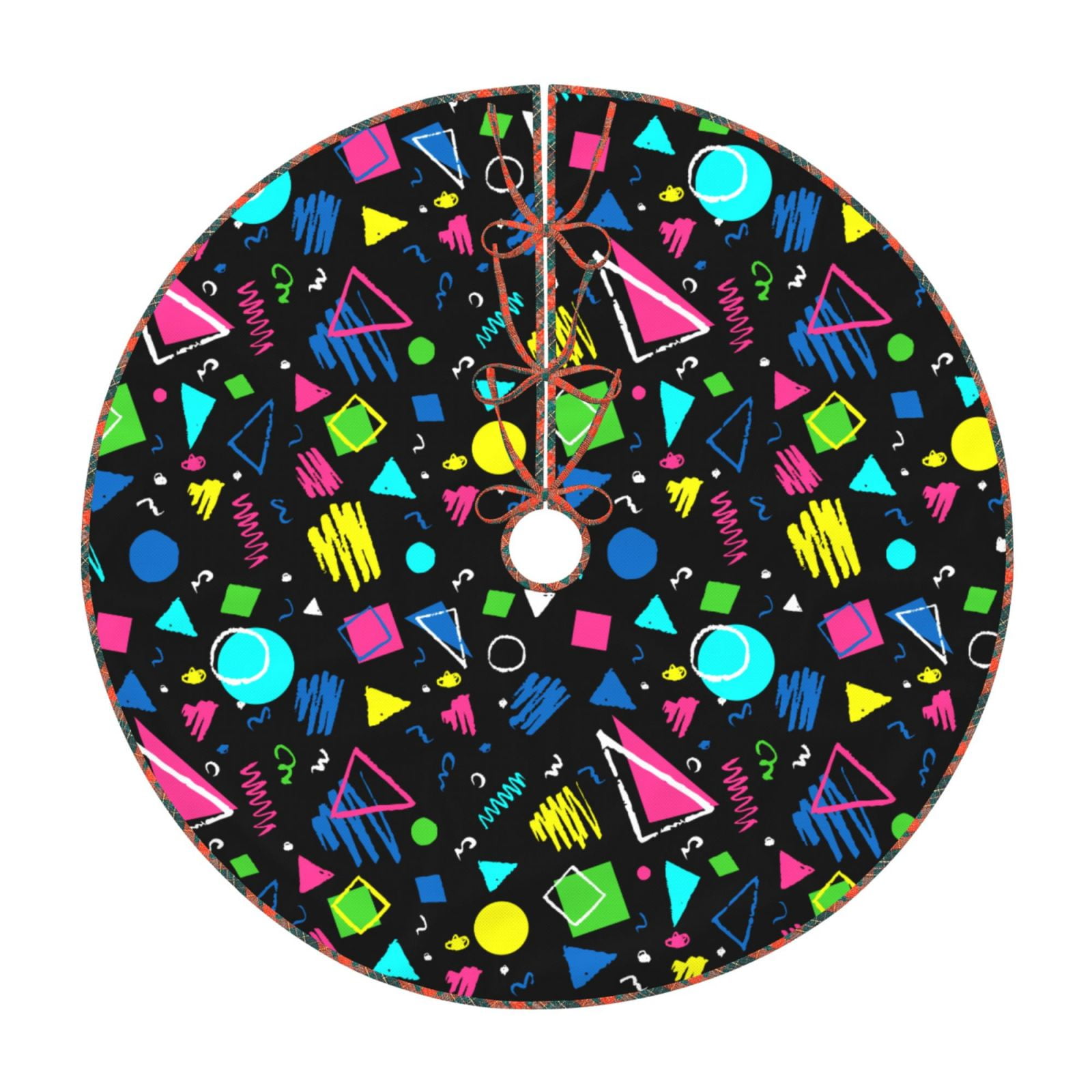 Bogiau Geometric 1980s Styled Pattern Christmas Tree Skirt with Ties ...