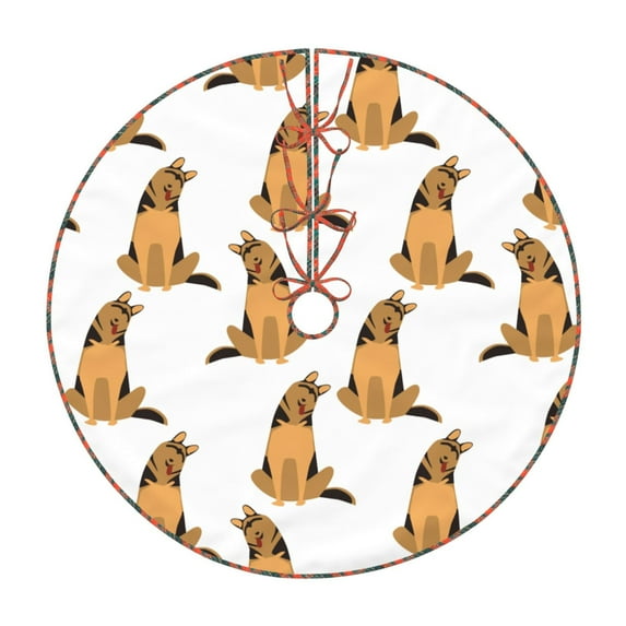 Bogiau German Shepherd Dog Pattern Christmas Tree Skirt with Ties ...