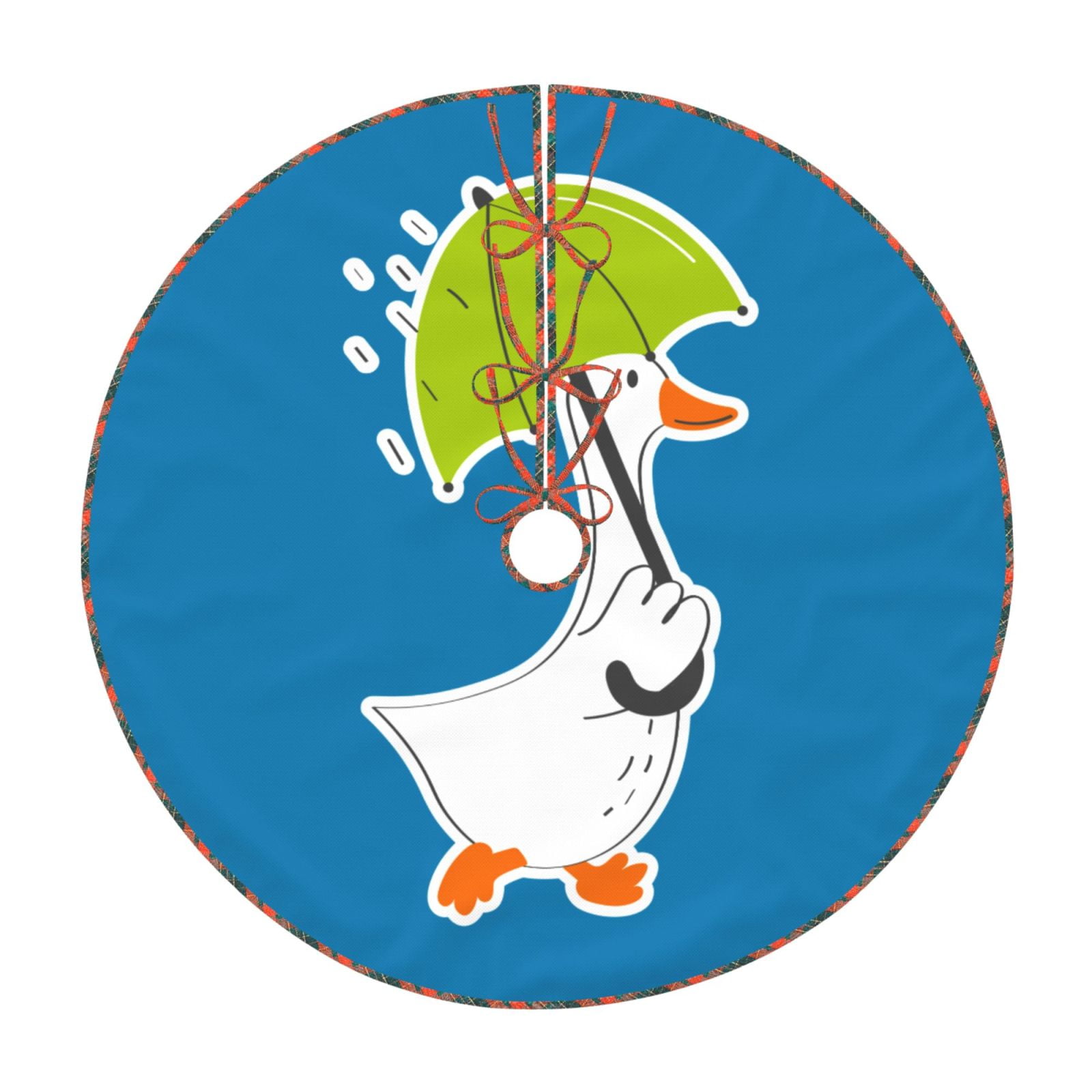 Bogiau Goose Holding an Umbrella Pattern Christmas Tree Skirt with Ties ...