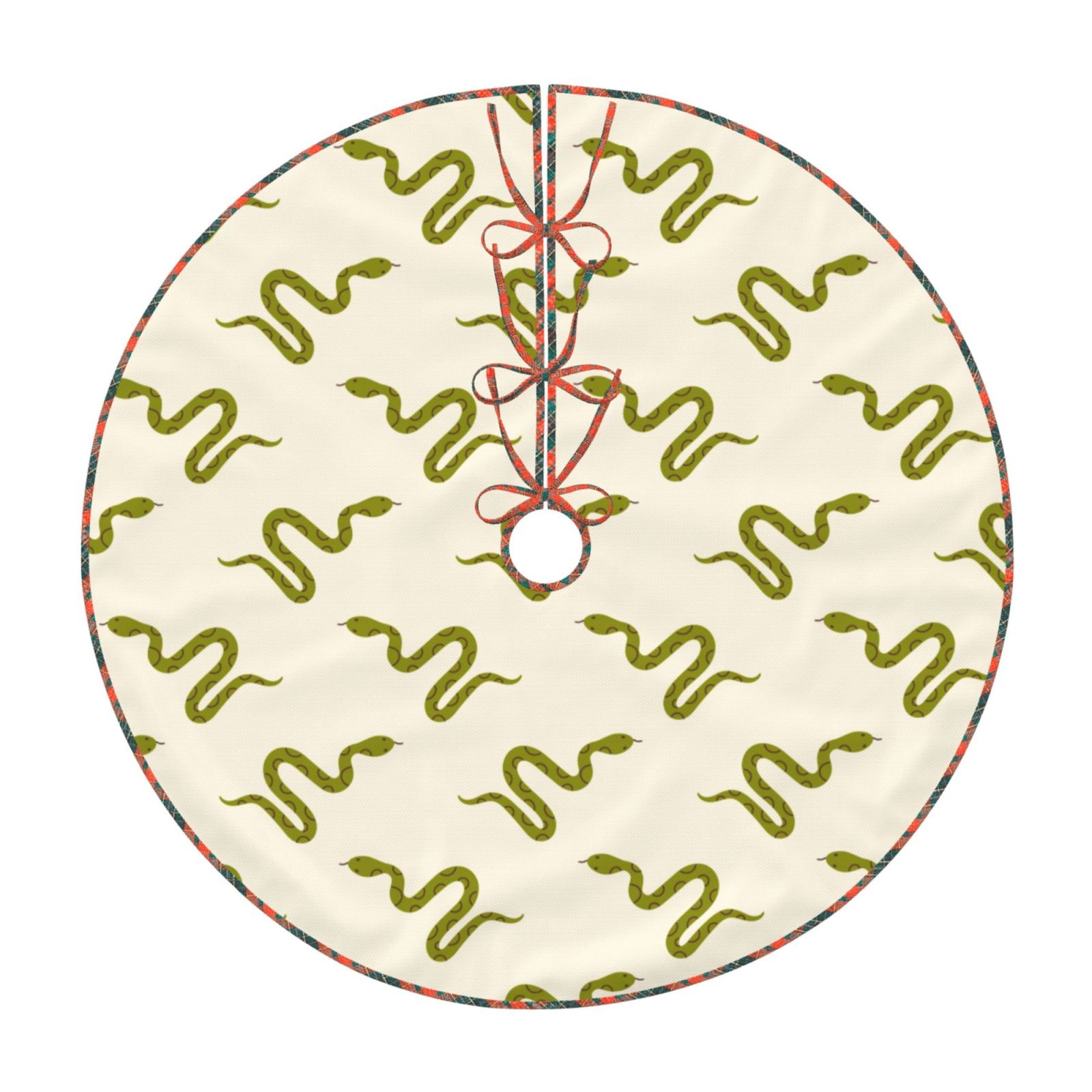 Bogiau Green Snake Pattern Christmas Tree Skirt with Ties , Christmas ...