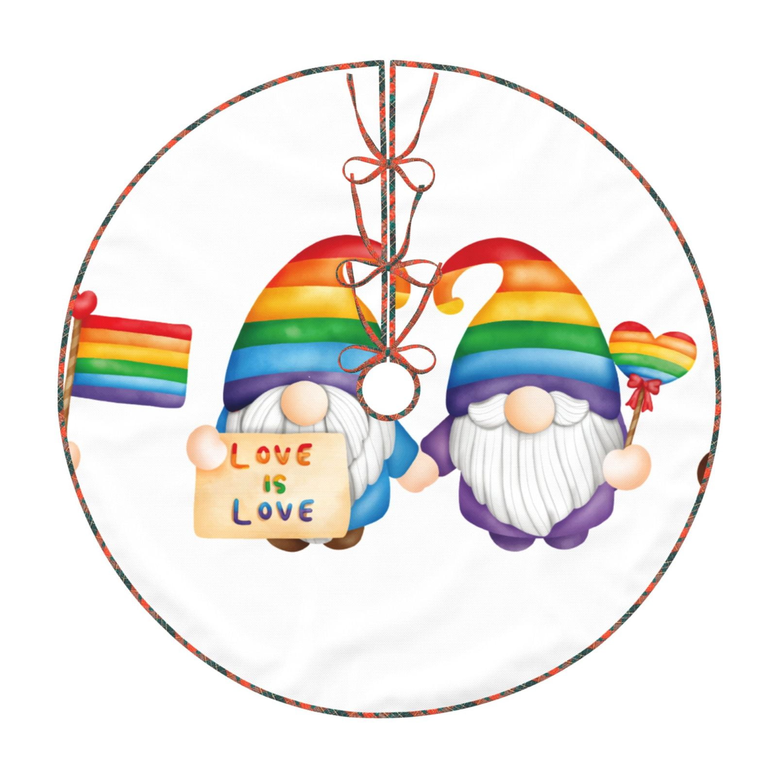 Bogiau Happy Pride Gnome Pattern Christmas Tree Skirt with Ties ...