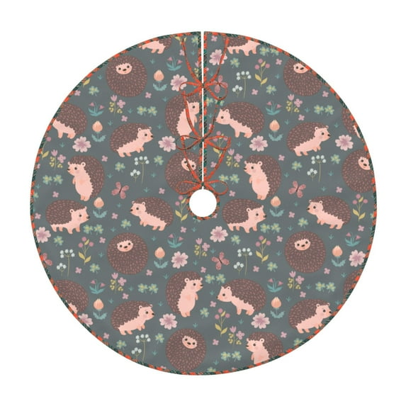 Bogiau Hedgehogs and Flowers1 Pattern Christmas Tree Skirt with Ties ...