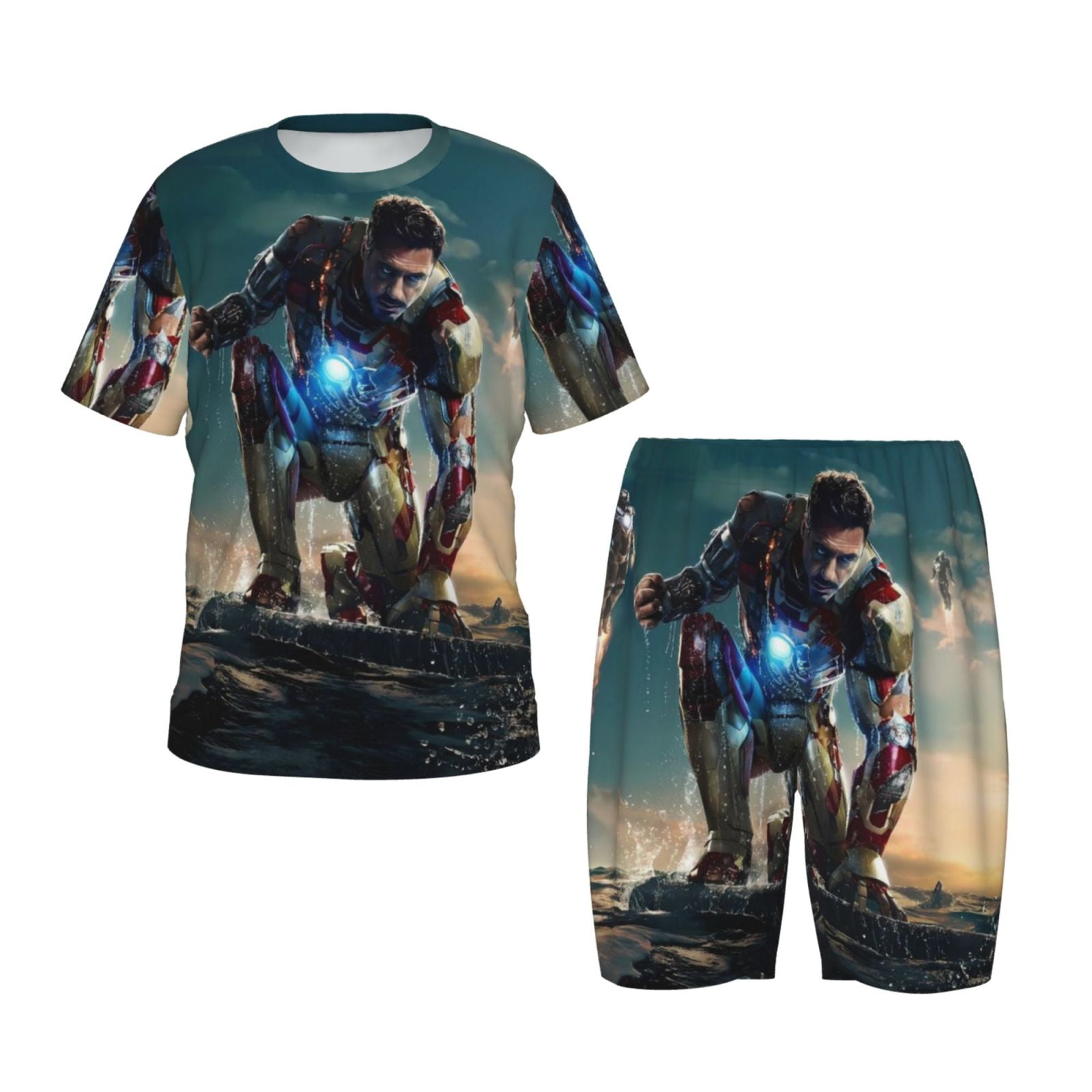 Bogiau Iron Man (13) Pattern Girls' Sleeve Top and Shorts Snug Fit ...