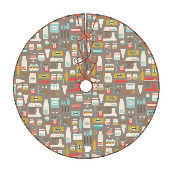 Bogiau Kitchen Food Pattern Christmas Tree Skirt with Ties , Christmas ...