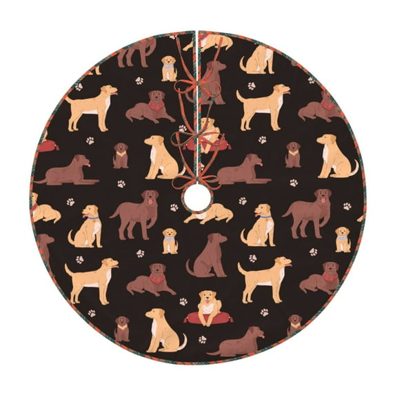 Bogiau Labrador Retriever Dog Pattern Christmas Tree Skirt with Ties ...