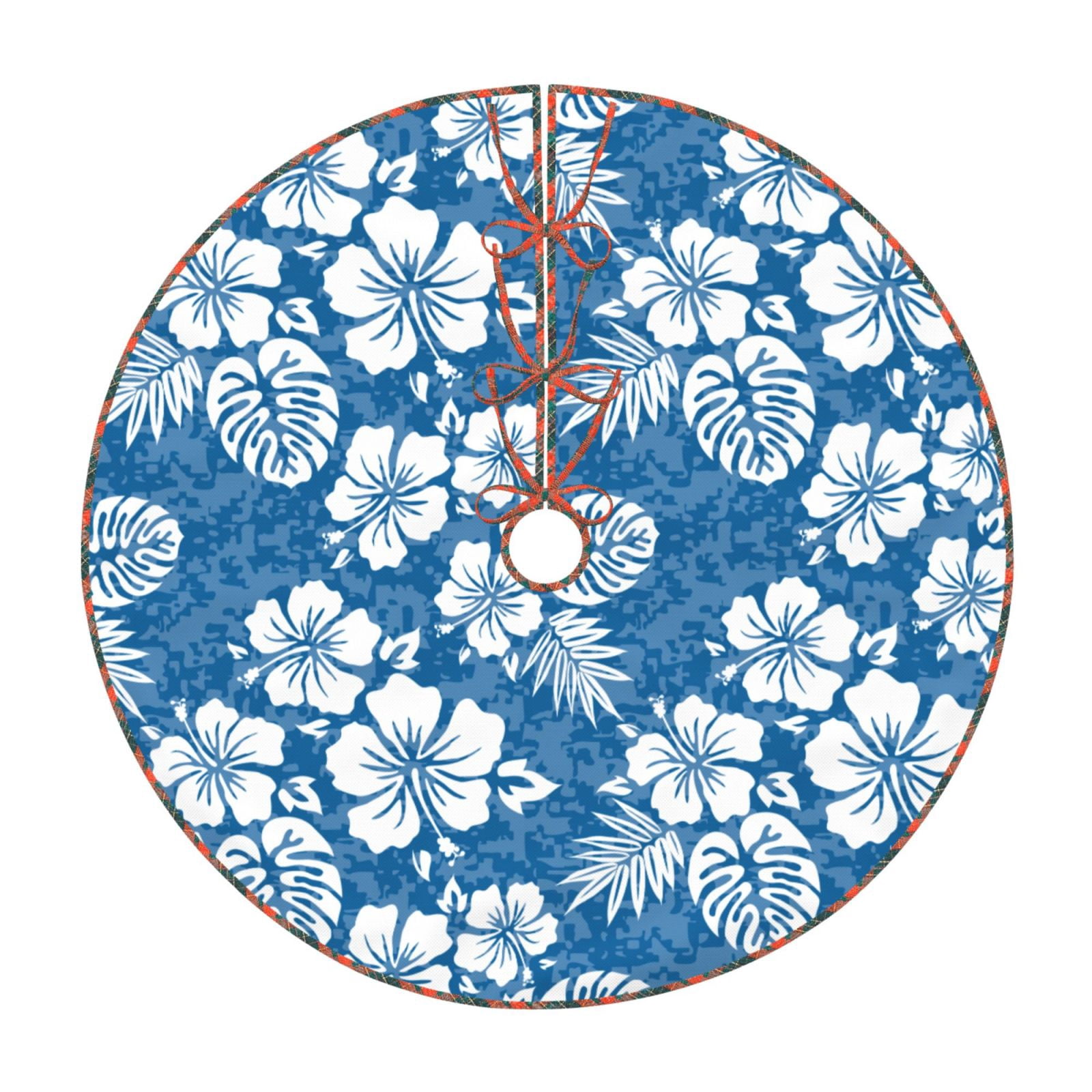 Bogiau Leaves And Flowers Pattern Christmas Tree Skirt with Ties ...