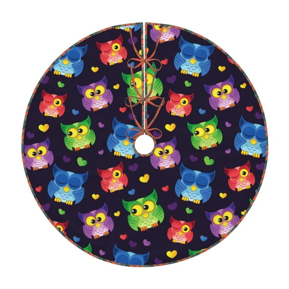 Bogiau Owls And Hearts Pattern Christmas Tree Skirt with Ties ...