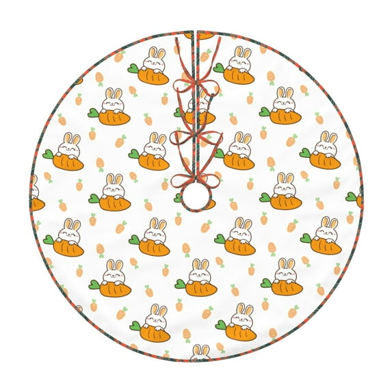 Bogiau Rabbit And Carrot Pattern Christmas Tree Skirt with Ties ...