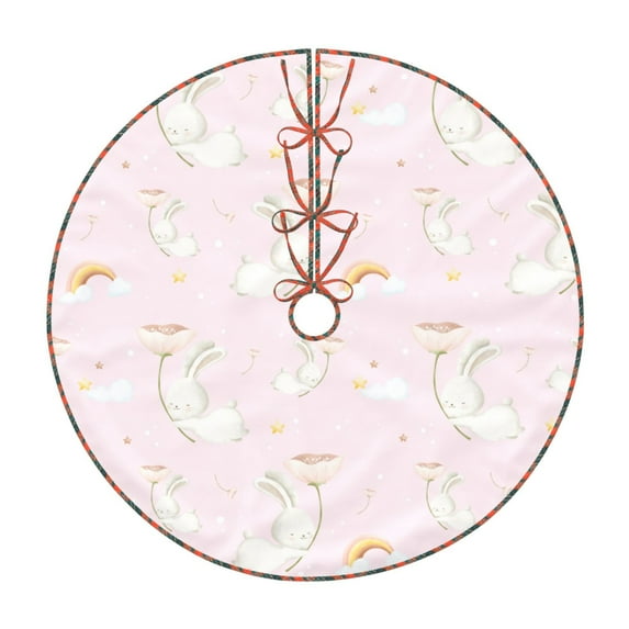 Bogiau Rainboe And Rabbit Pattern Christmas Tree Skirt with Ties ...