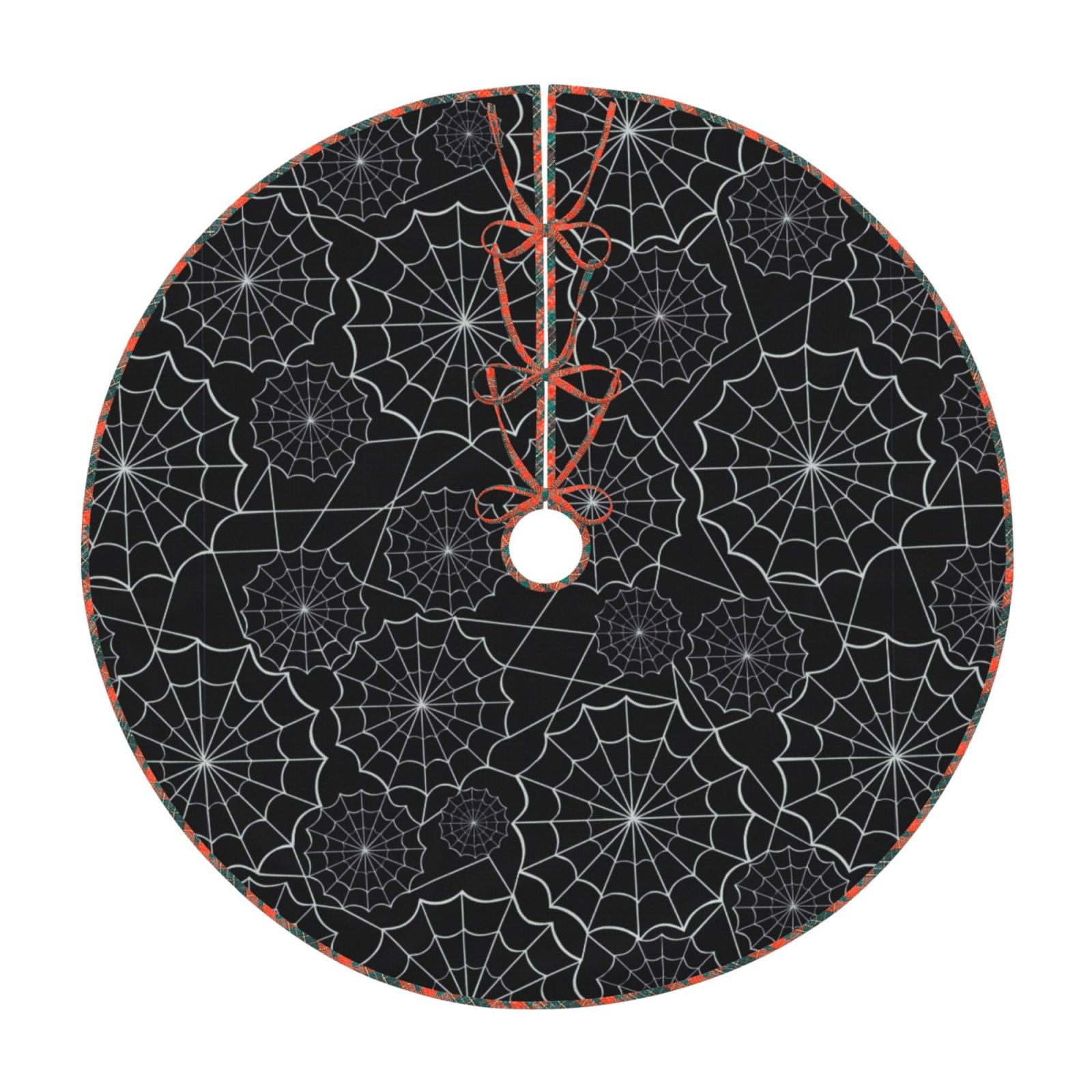 Bogiau Spider Web Black Pattern Christmas Tree Skirt with Ties ...