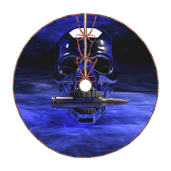 Bogiau Steel Skull Pattern Christmas Tree Skirt with Ties , Christmas ...