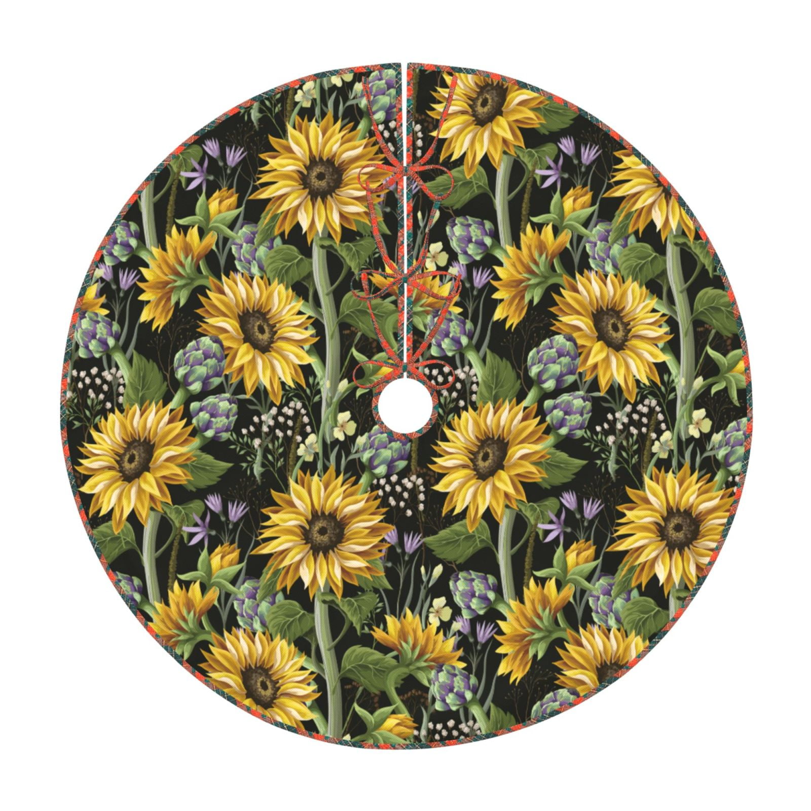 Bogiau Sunflowers Pattern Christmas Tree Skirt with Ties , Christmas ...