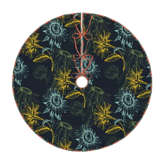 Bogiau Sunflowers Pattern Christmas Tree Skirt with Ties , Christmas ...