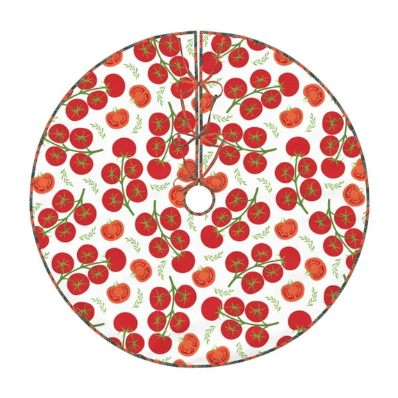 Bogiau Tomato Pattern Christmas Tree Skirt with Ties , Christmas Tree ...