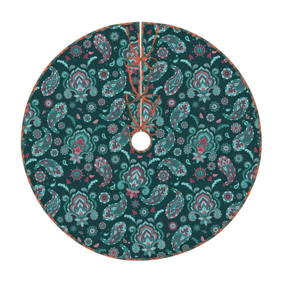 Bogiau Vintage Floral Pattern Christmas Tree Skirt with Ties ...