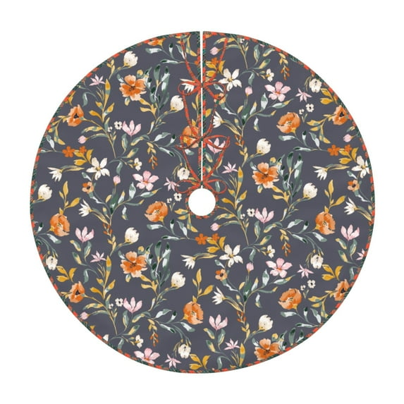 Bogiau Wildflowers Pattern Christmas Tree Skirt with Ties , Christmas ...