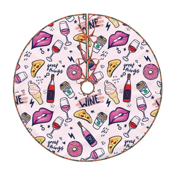 Bogiau Wine Pattern Christmas Tree Skirt with Ties , Christmas Tree ...