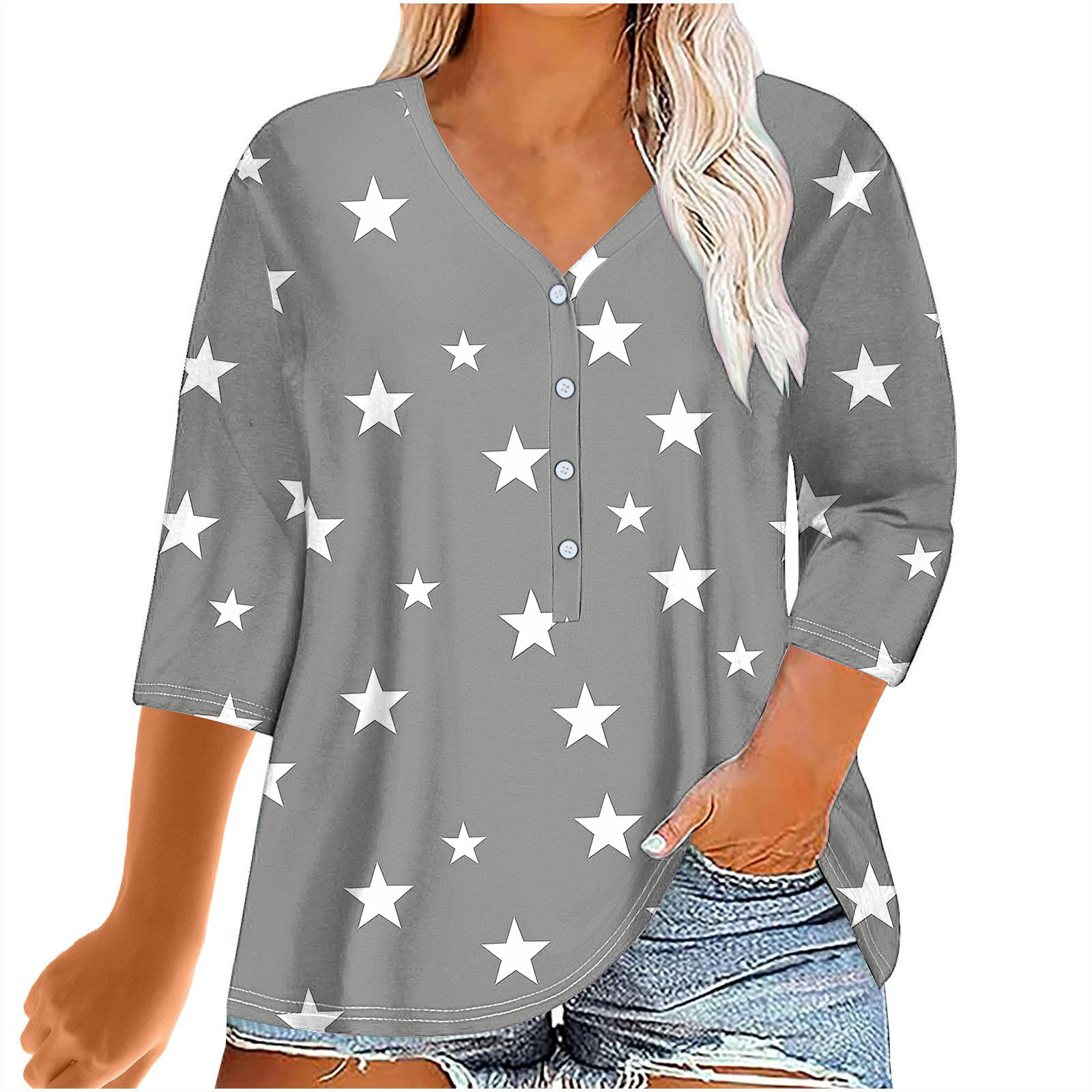Bogo Beautiful Blouses For Women 2025 Womens Summer Tops 3/4 Sleeve ...