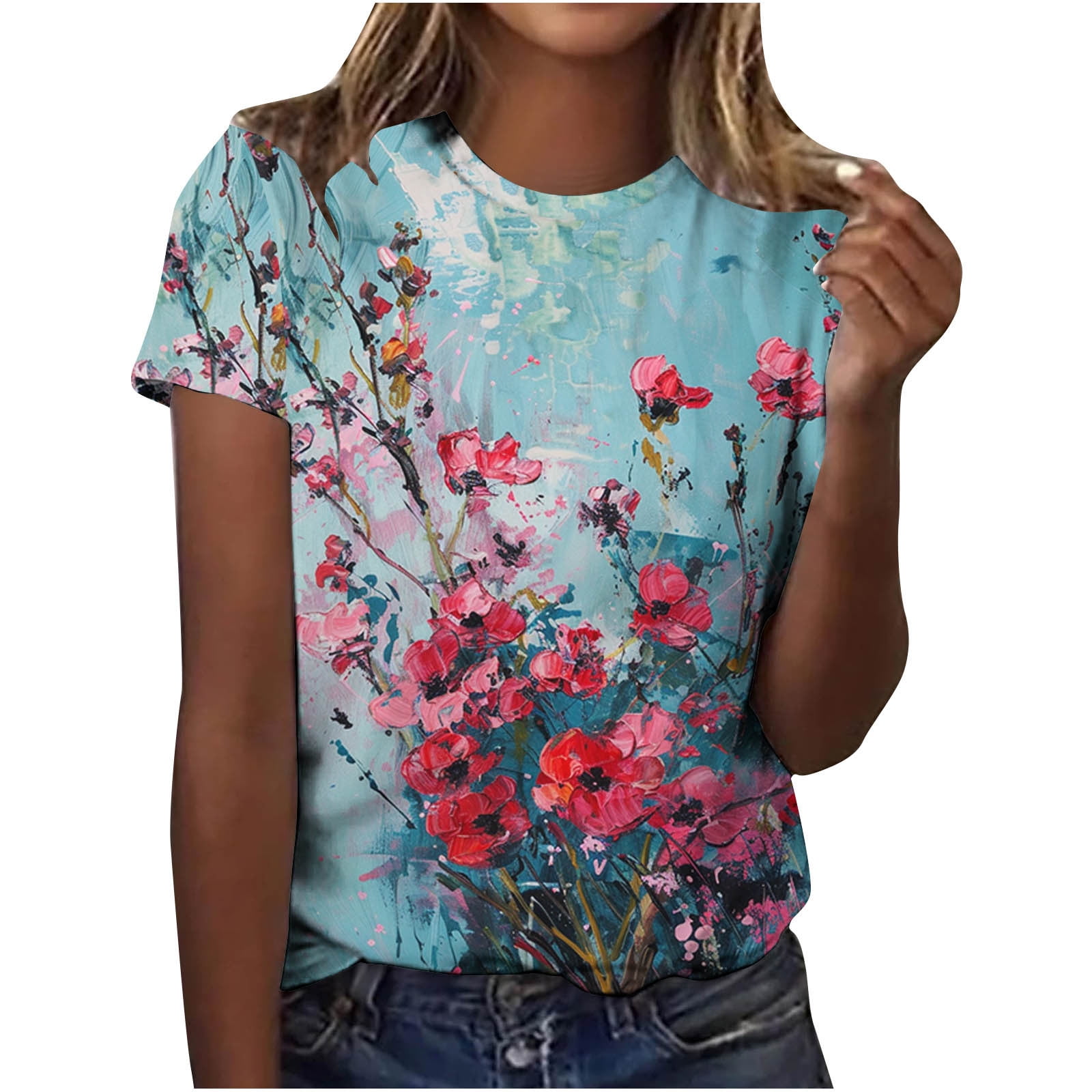 Bogo Cute Summer Tops For Teens 2025 Trendy Womens Tops Short Sleeve ...