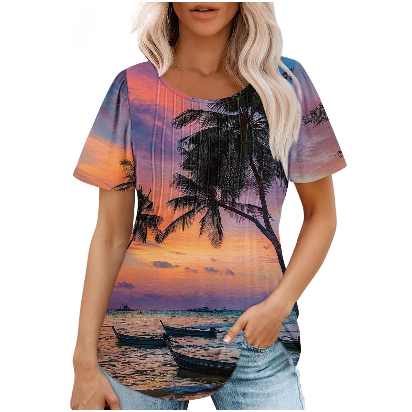 Bogo Cute Summer Tops For Women 2025 Trendy Womens Tops Short Sleeve ...